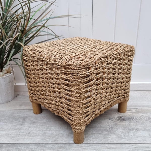 Wicker Footstool - Etsy New Zealand