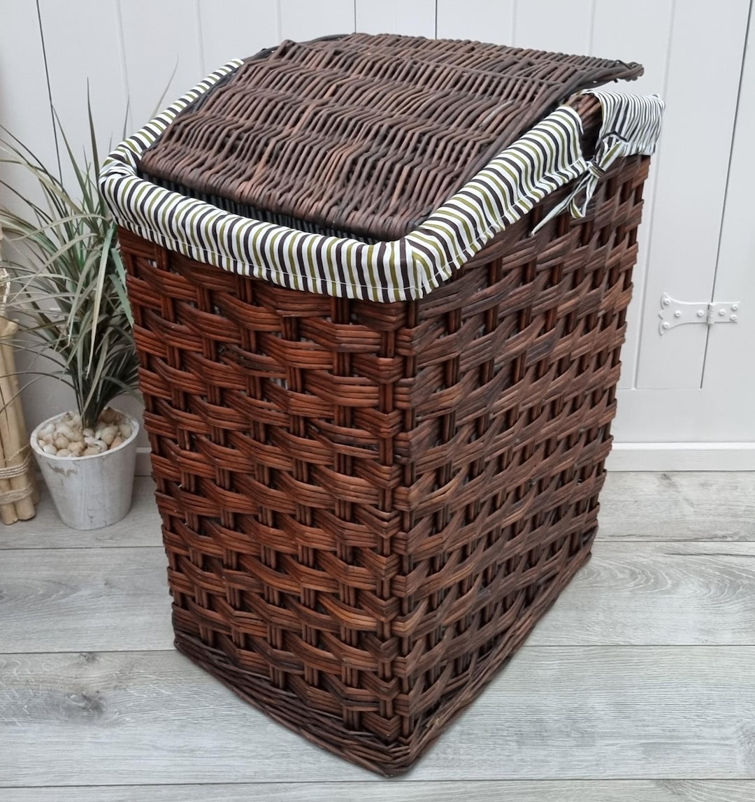 Large Wicker Laundry Basket, Lidded Wicker Basket, Rectangular Wicker ...