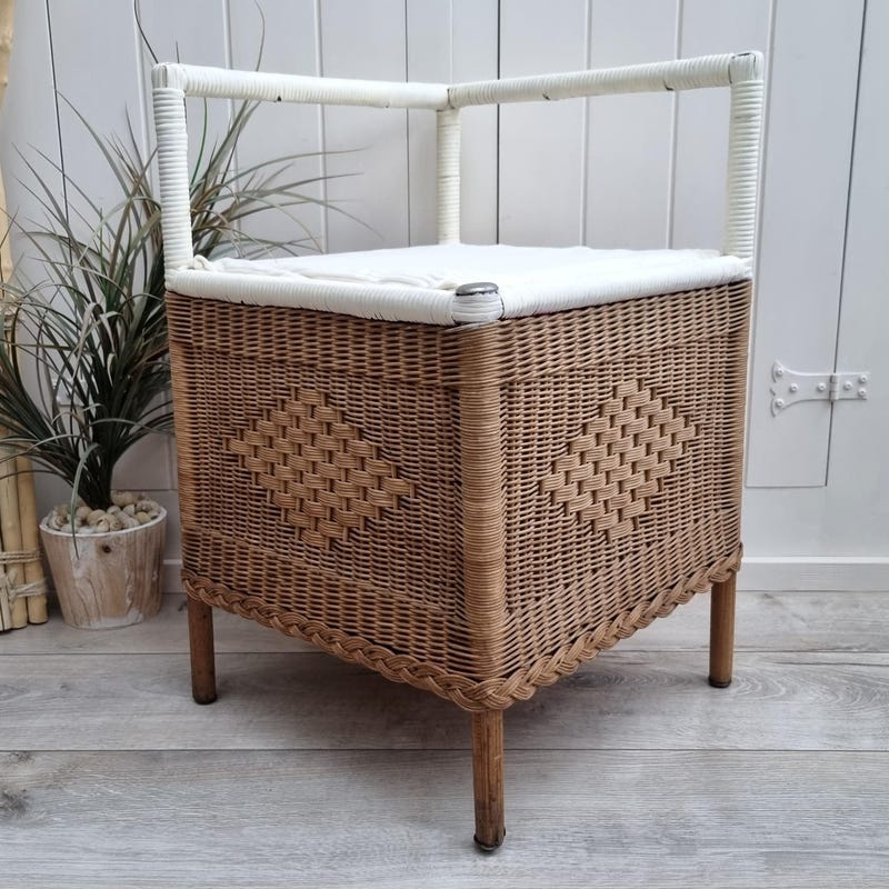 Rattan Ottoman - Etsy