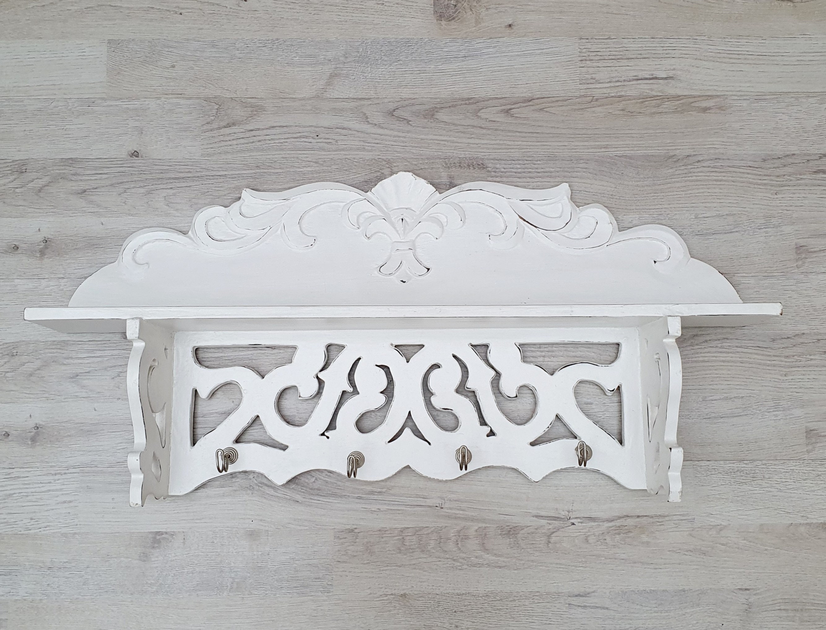 Vintage Rustic White Coat Rack Wall Mounted Coat Rack Wooden | Etsy