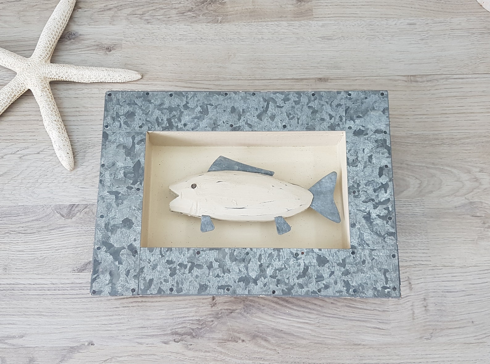 Vintage coastal wall art Framed fish Wooden fish Coastal | Etsy