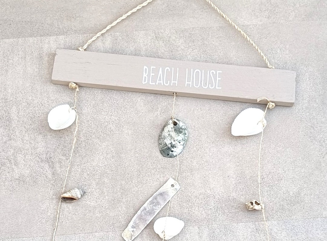 Coastal Wall Hanger 'beach House', Shell Wind Chime, Coastal Wall Decor ...