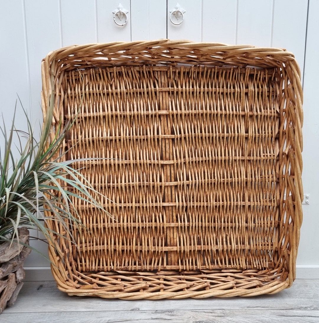 XL Large Square Wicker Basket, Decorative Tray, Wicker Home Decor ...