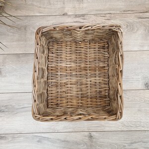 Vintage Old Gray Wicker Basket, Sturdy Wicker Basket, Decorative Wicker ...