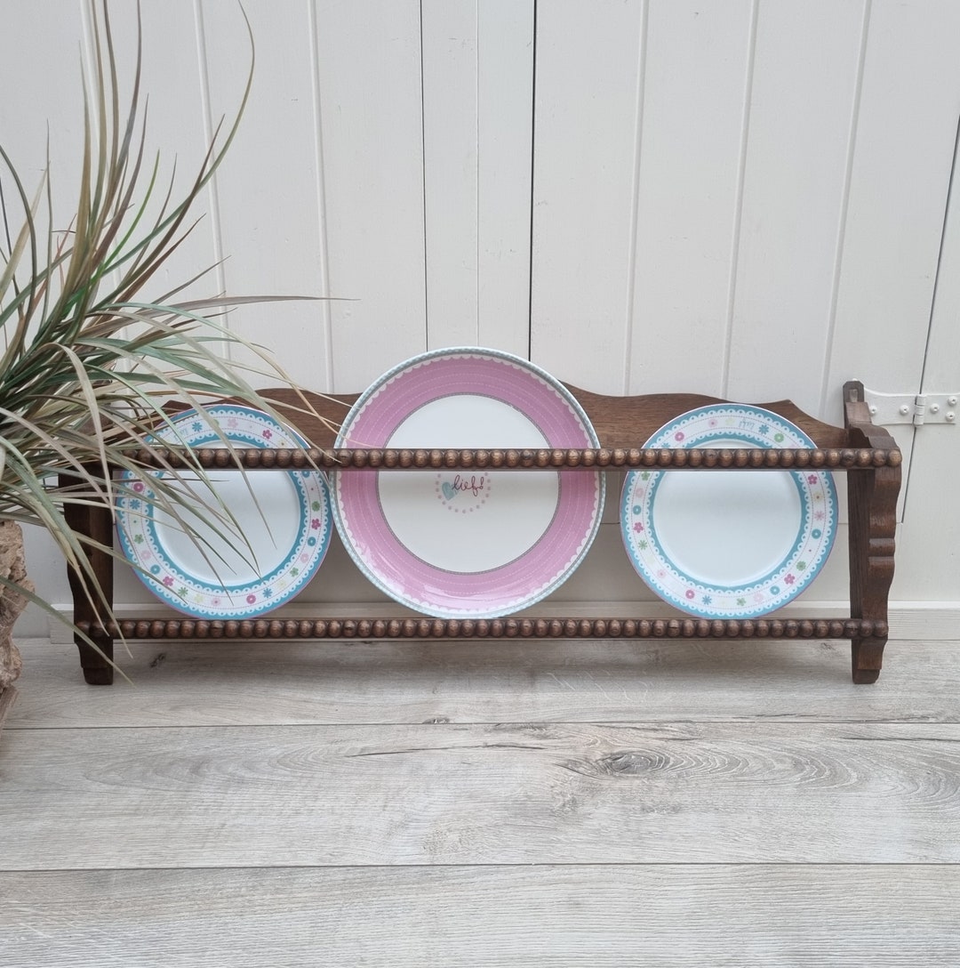 Large Plate Rack, Hand Carved Wood Plate Rack, 1 Shelf Plate Rack ...