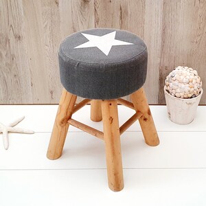 Vintage Upholstered Stool 'star', Wooden Foot Stool, Coastal Stool ...