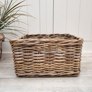 Vintage Old Gray Wicker Basket, Sturdy Wicker Basket, Decorative Wicker ...