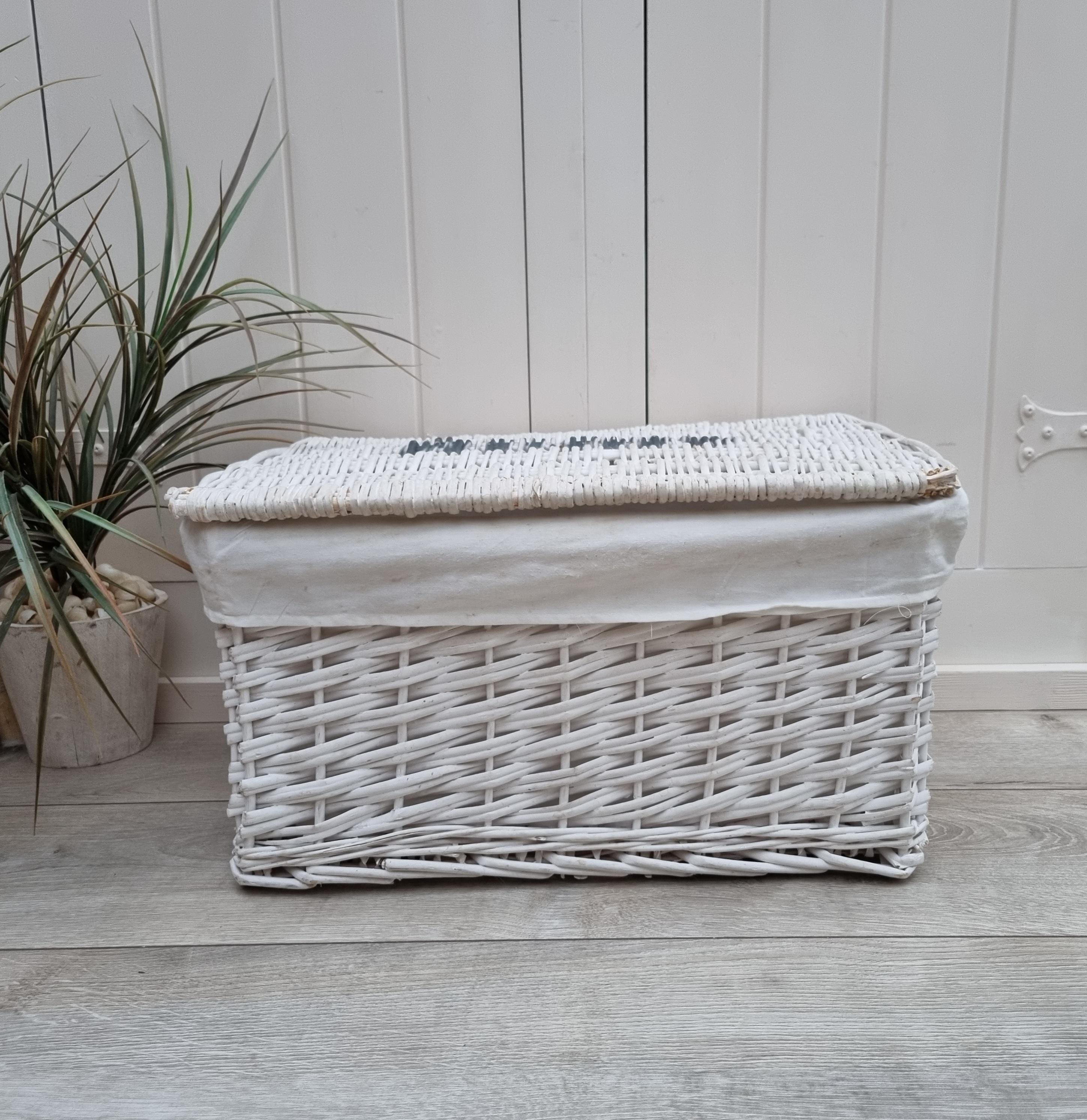 Large Toy Storage Basket White Wicker Chest Lidded Basket for Storage Wicker Basket Wicker Home Decor Coastal Decor Etsy UK
