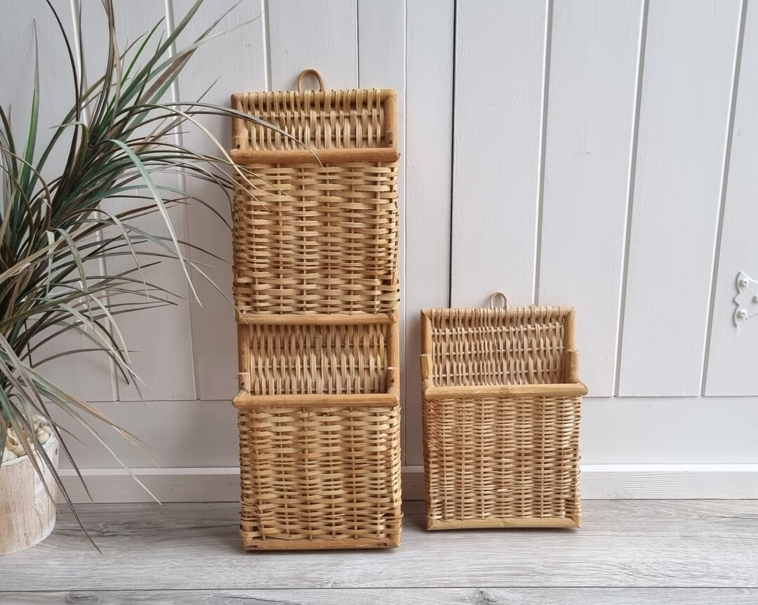 2 Wicker Desk Organizers Wall Mounted Office Organizer - Etsy