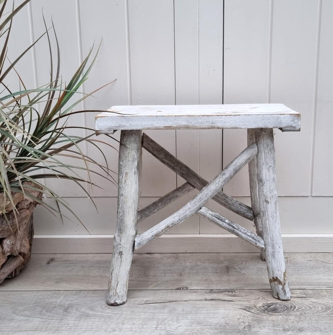 White Wooden Plant Stand, Planter Stand, Small Plant Table, Wooden ...