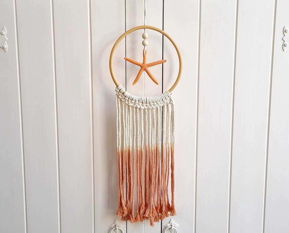 Coastal Macrame Dreamcatcher Starfish Mobile Coastal Wall - Etsy