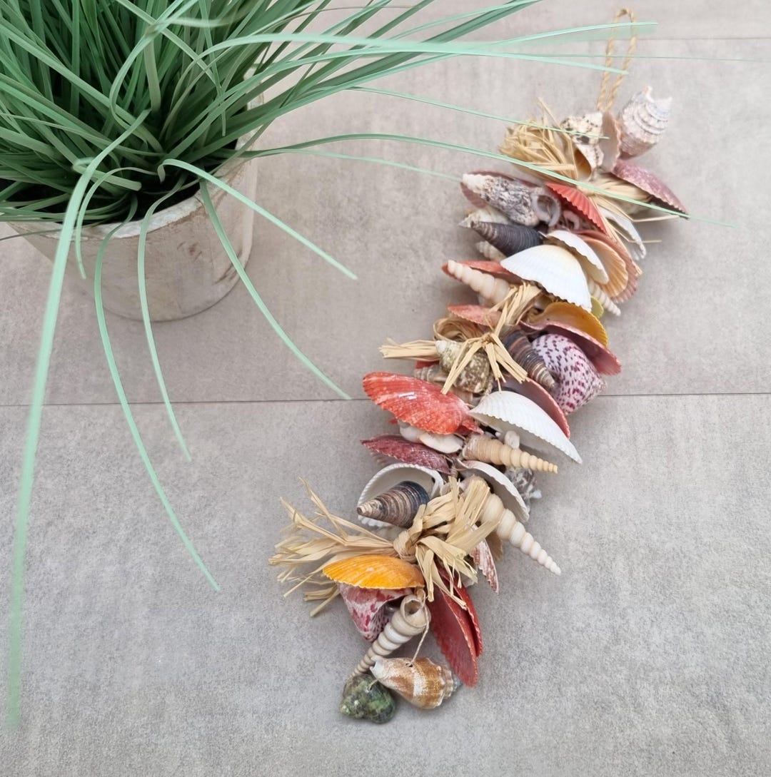 Shell Garland, Coastal Wall Decor, Shell Wall Art, Shell Hanger, Beach ...