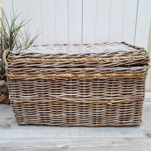 Large Rectangular Wicker Basket, Lidded Wicker Basket, Wicker Trunk ...