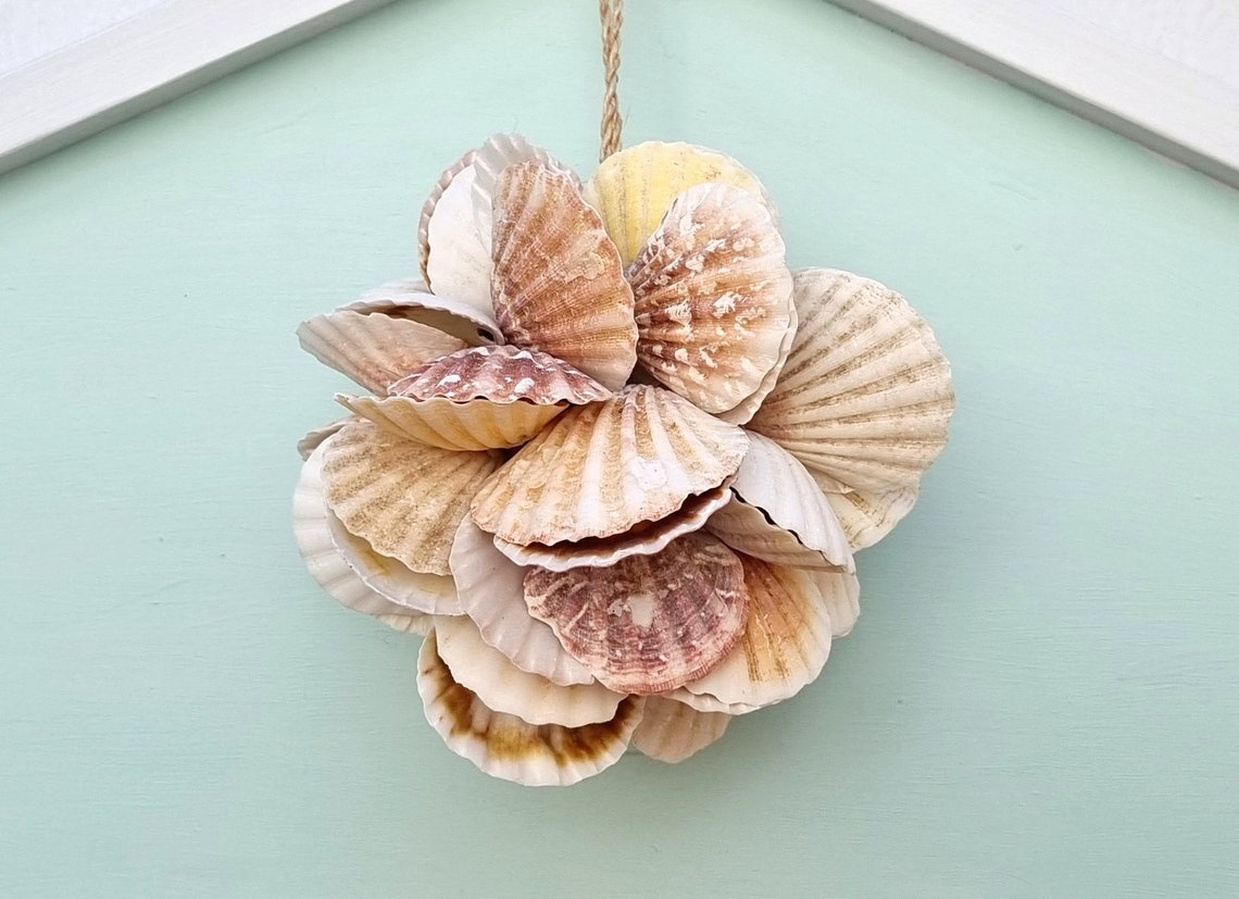 Flower Shell Ball Coastal Ornament Seashell Orb Beach - Etsy