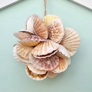 Flower Shell Ball, Coastal Ornament, Seashell Orb, Beach House, Coastal ...