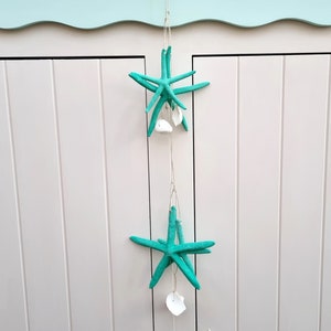 Coastal Garland, Starfish and White Shell Garland, Turquoise, Beach ...