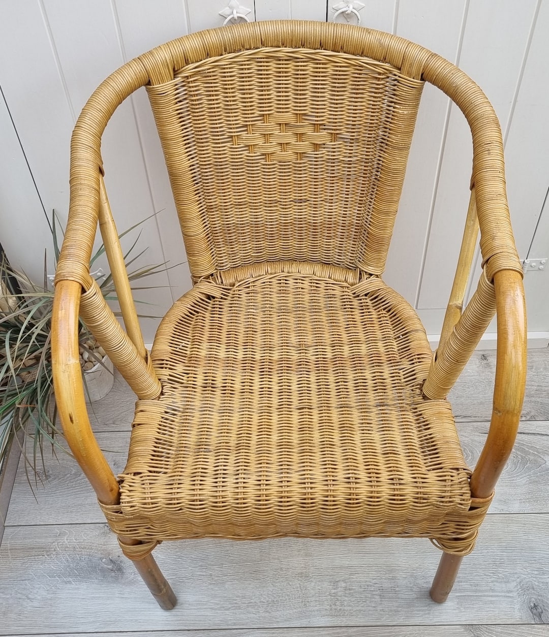 Vintage Wicker Chair, Bamboo Chair, Boho Chair, Bohemian Wicker Chair ...