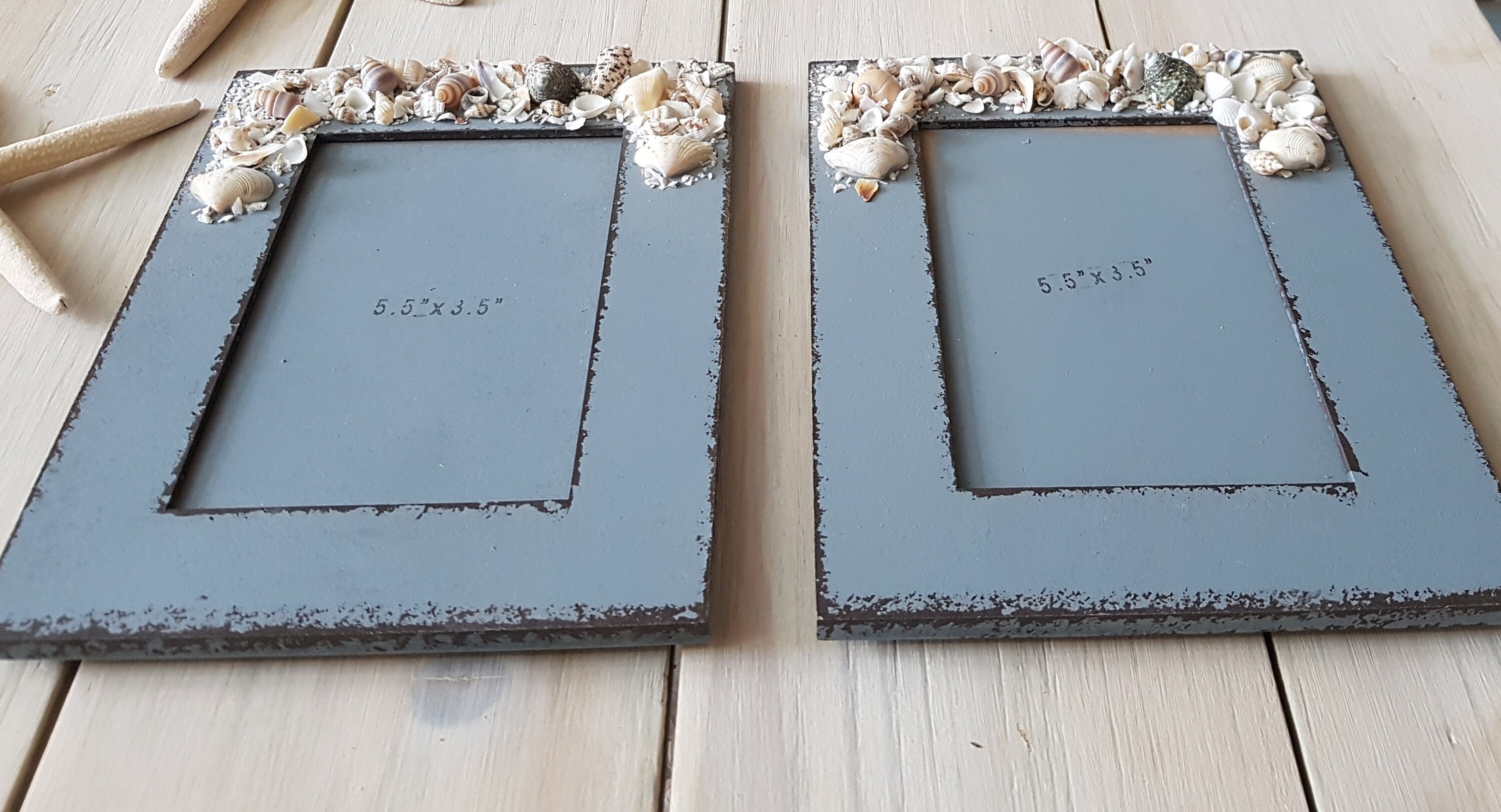 Set of 2 Vintage Coastal Photo Frames, Seashells, Coastal Decor, Beach ...