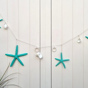 Coastal Garland, Starfish and White Shell Garland, Turquoise, Beach ...