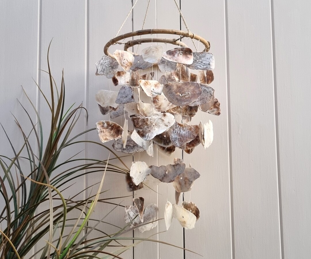 Oyster Shell Wind Chime, Shell Mobile, Coastal Mobile, Beach Decor ...