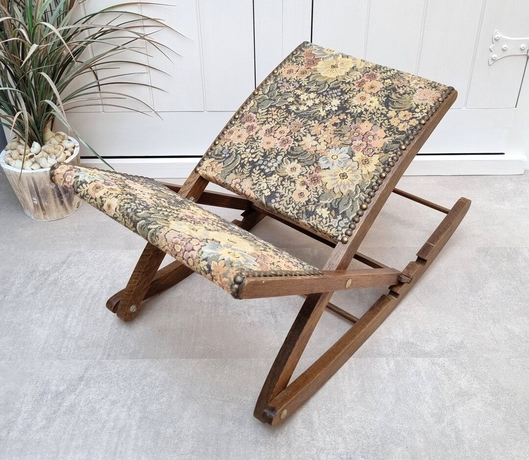 Vintage Wooden Rocking Footstool, Self Adjusting Foot Stool ...