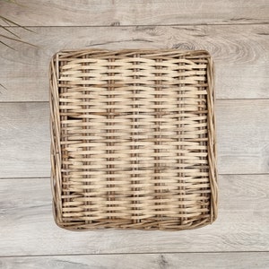 Vintage Old Gray Wicker Basket, Sturdy Wicker Basket, Decorative Wicker ...