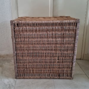 Large Square Wicker Basket, Lidded Wicker Basket, Wicker Trunk, Wicker ...