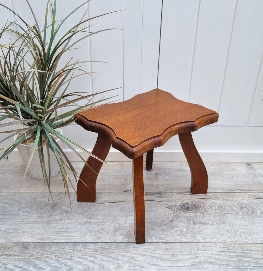 Vintage Wooden Plant Stand, Solid Oak Lamp Table, Planter Stand, Small ...