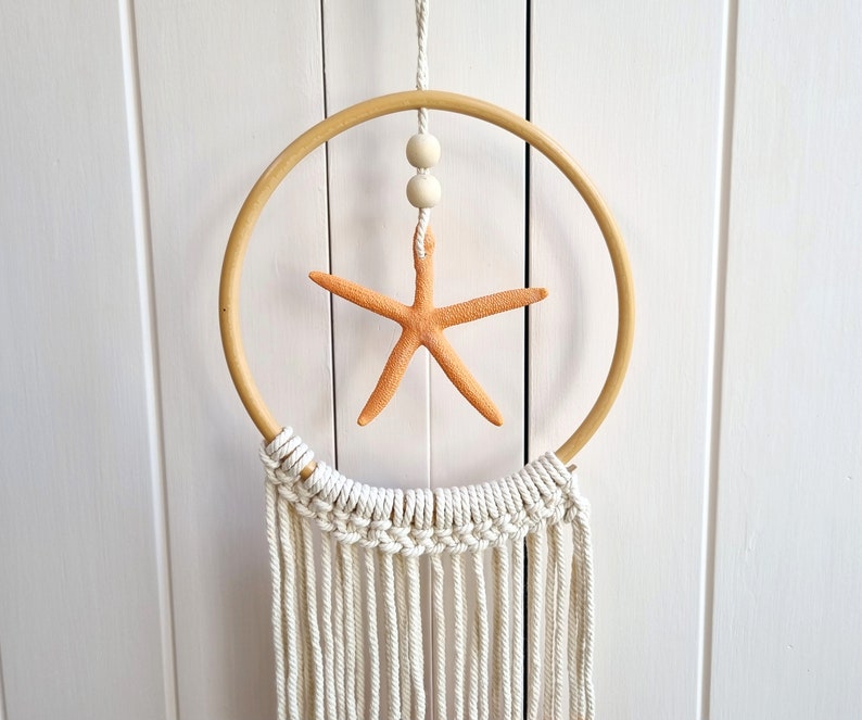 Coastal Macrame Dreamcatcher Starfish Mobile Coastal Wall - Etsy