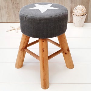 Vintage Upholstered Stool 'star', Wooden Foot Stool, Coastal Stool ...