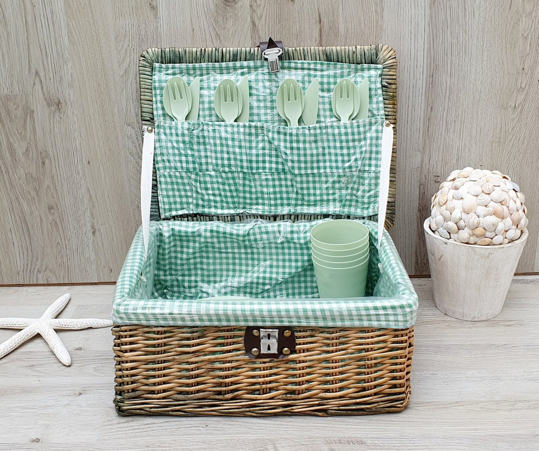 Vintage Wicker Picnic Basket, Rattan Picnic Basket, Picnic Hamper ...
