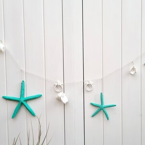 Coastal Garland, Starfish and White Shell Garland, Turquoise, Beach ...