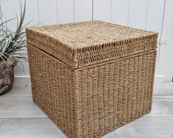 Large Rectangular Wicker Basket, Lidded Wicker Basket, Wicker Trunk ...