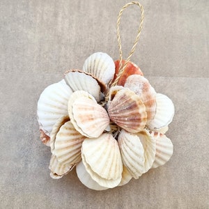 Flower Shell Ball, Coastal Ornament, Seashell Orb, Beach House, Coastal ...