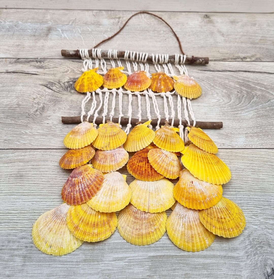 Yellow Shell Hanger, Shell Wall Decor, Seashell Wind Chime - Etsy