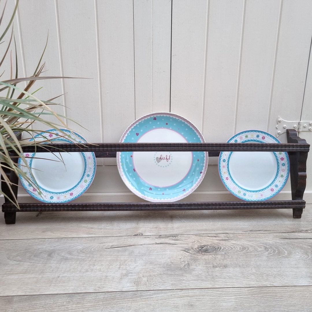 Large Plate Rack, Hand Carved Wood Plate Rack, 1 Shelf Plate Rack ...