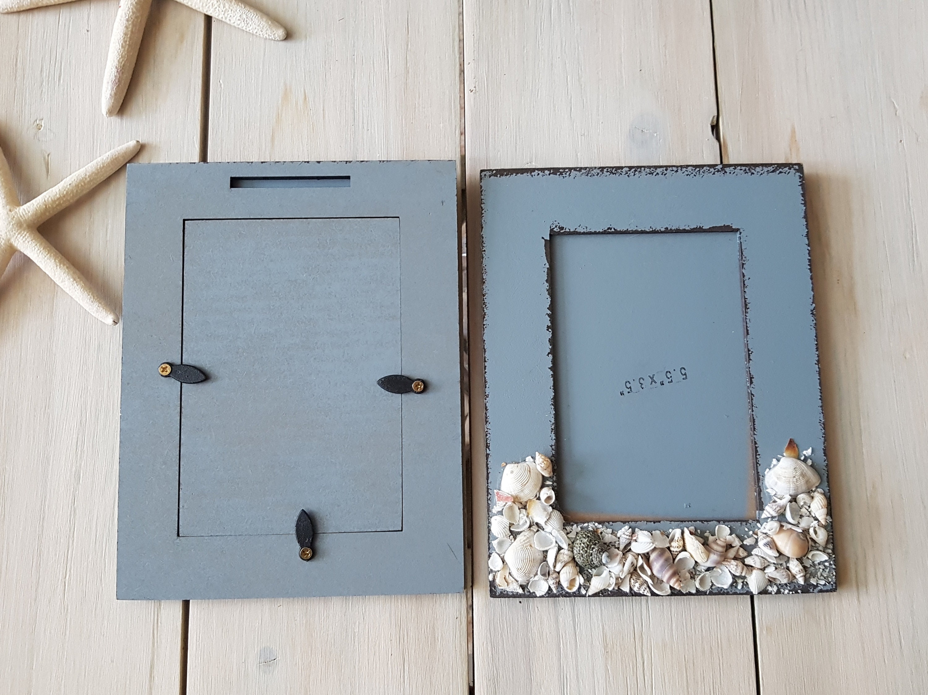 Set of 2 vintage coastal photo frames Seashells Coastal | Etsy