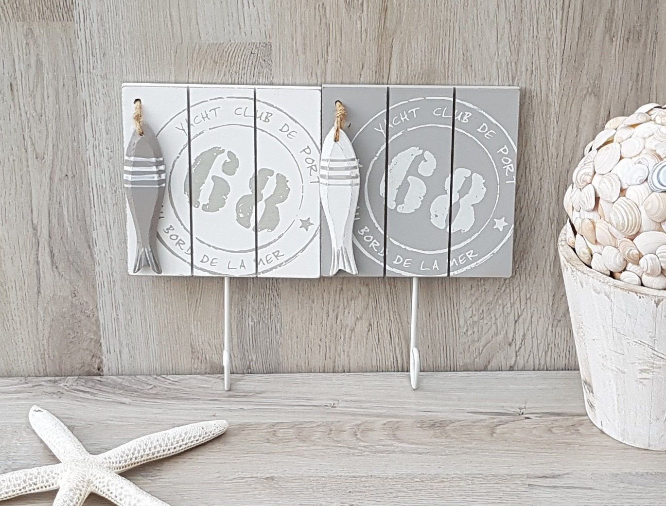 Set of 2 Coastal Hooks Wooden Fish Coastal Coat Hooks - Etsy