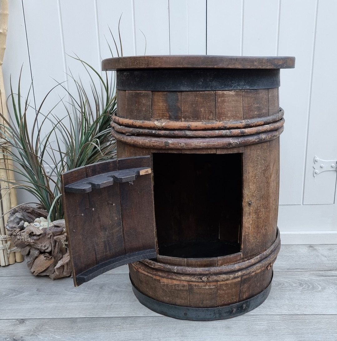 Vintage Wine Barrel Mini Bar, Oak Side Table, Planter, Wine Barrel ...