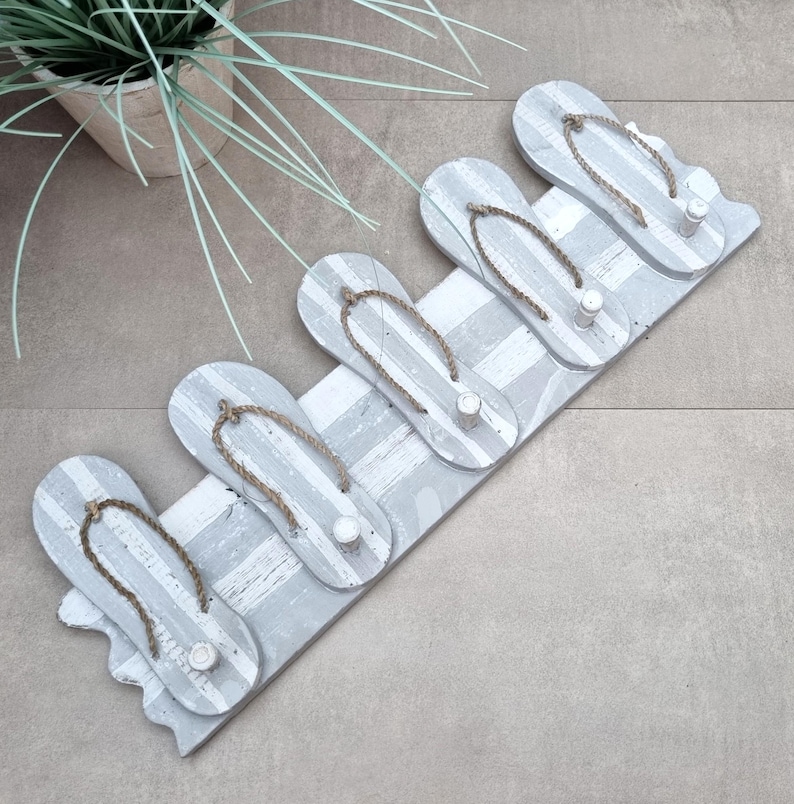 Coastal Flip Flop Coat Rack, Beach House Wall Hook, Nautical Entryway ...