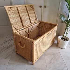 Large Wicker Chest, Lidded Basket for Storage, Large Wicker Basket ...