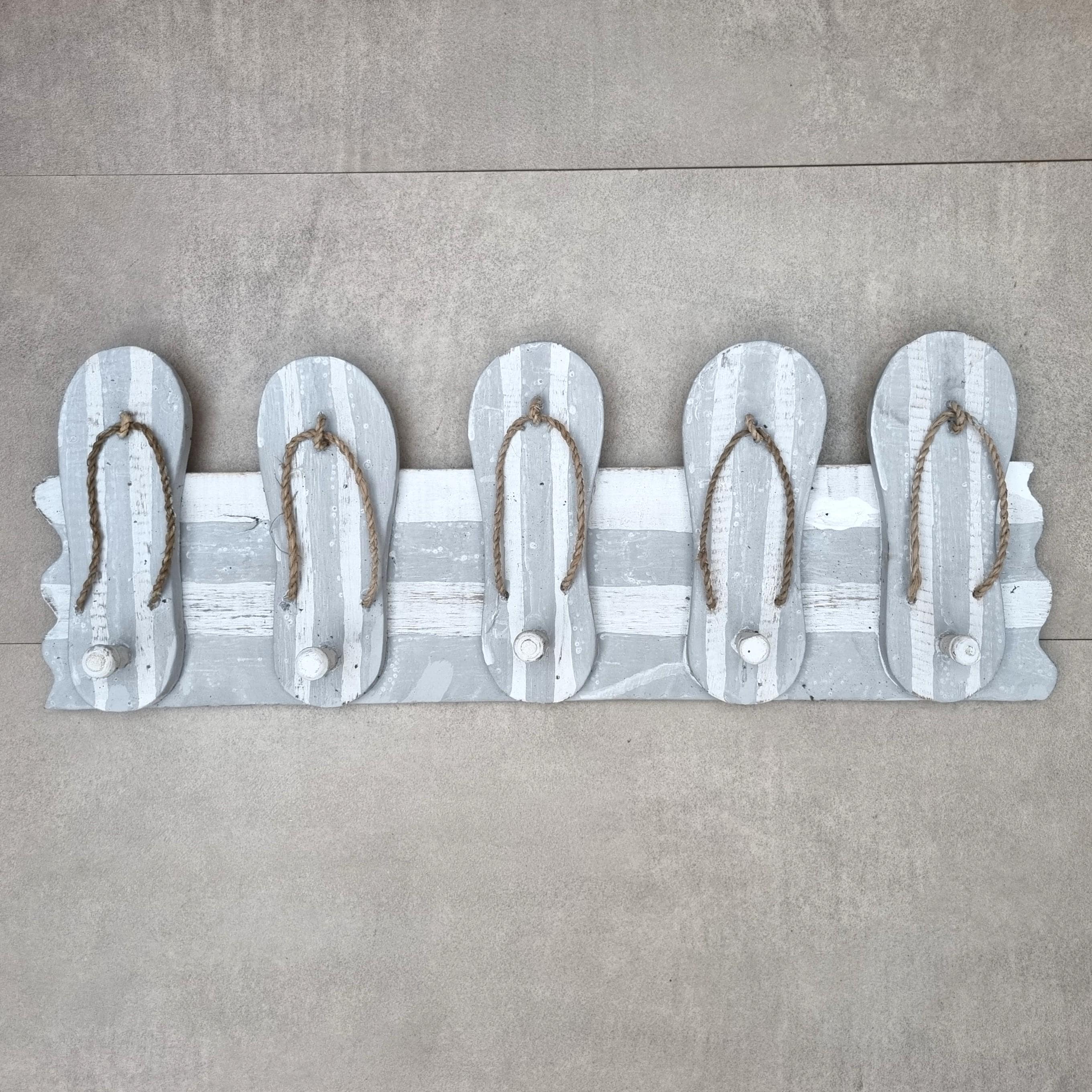 Coastal Flip Flop Coat Rack, Beach House Wall Hook, Nautical Entryway ...