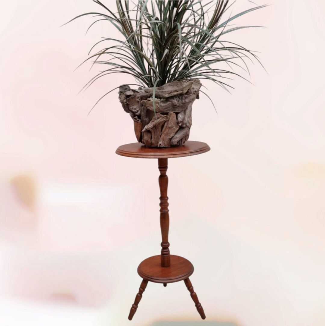 Tripod Side Table, Small Round Table, Pedestal Table, Wood Table, Plant ...