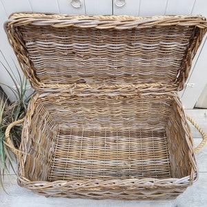 Large Rectangular Wicker Basket, Lidded Wicker Basket, Wicker Trunk ...