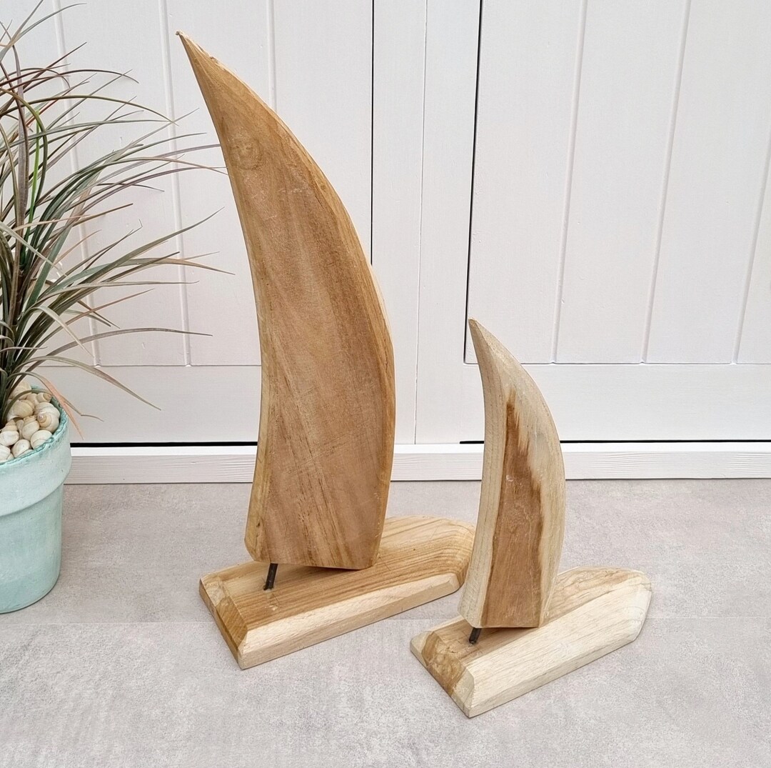 2 Wooden Shark Fins on Stand, Shark Fin Centerpiece, Hand Carved Shark ...