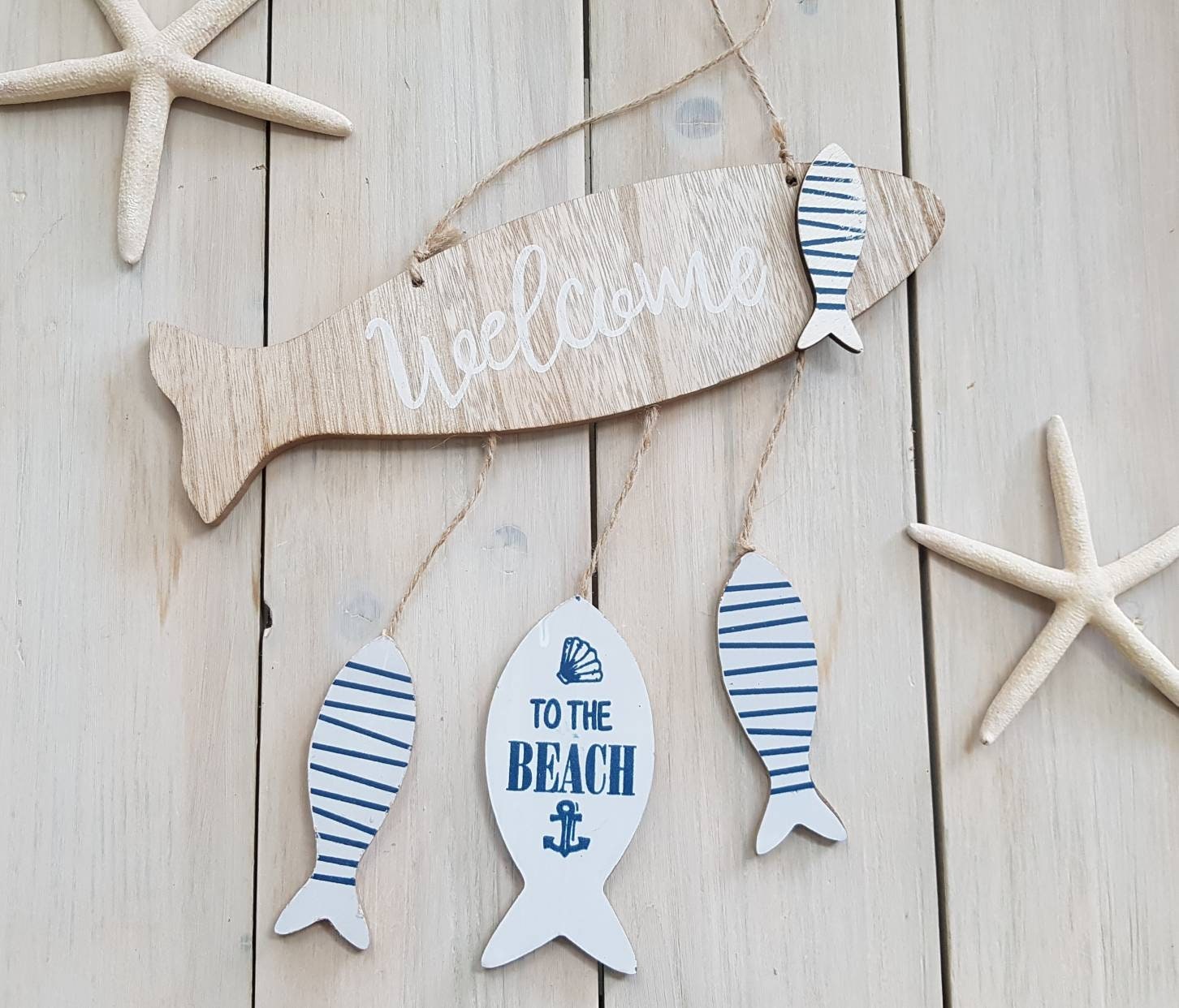 Wooden Fish 'Welcome' sign Beach decor Coastal | Etsy