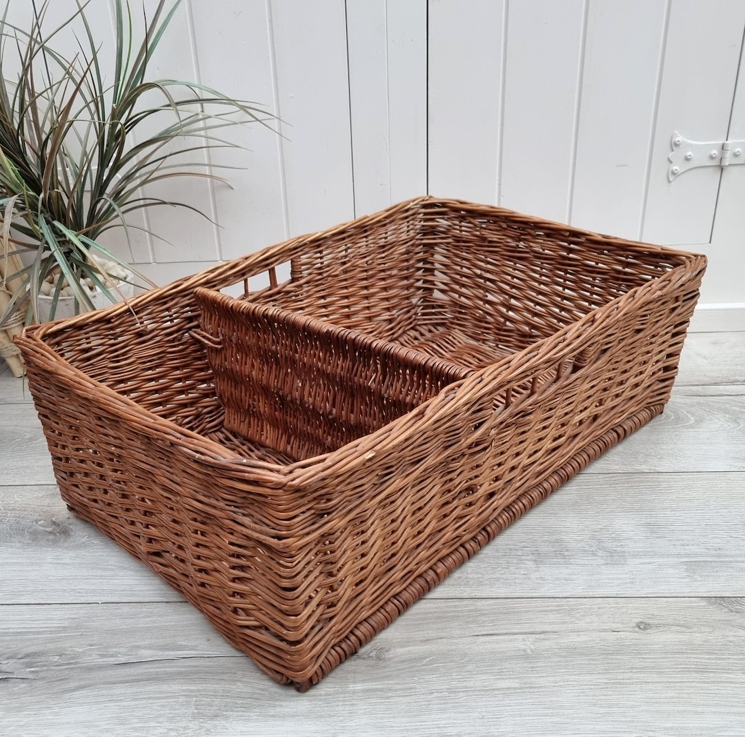 Large Rectangular Wicker Basket, Storage Basket, Sturdy Wicker Basket ...