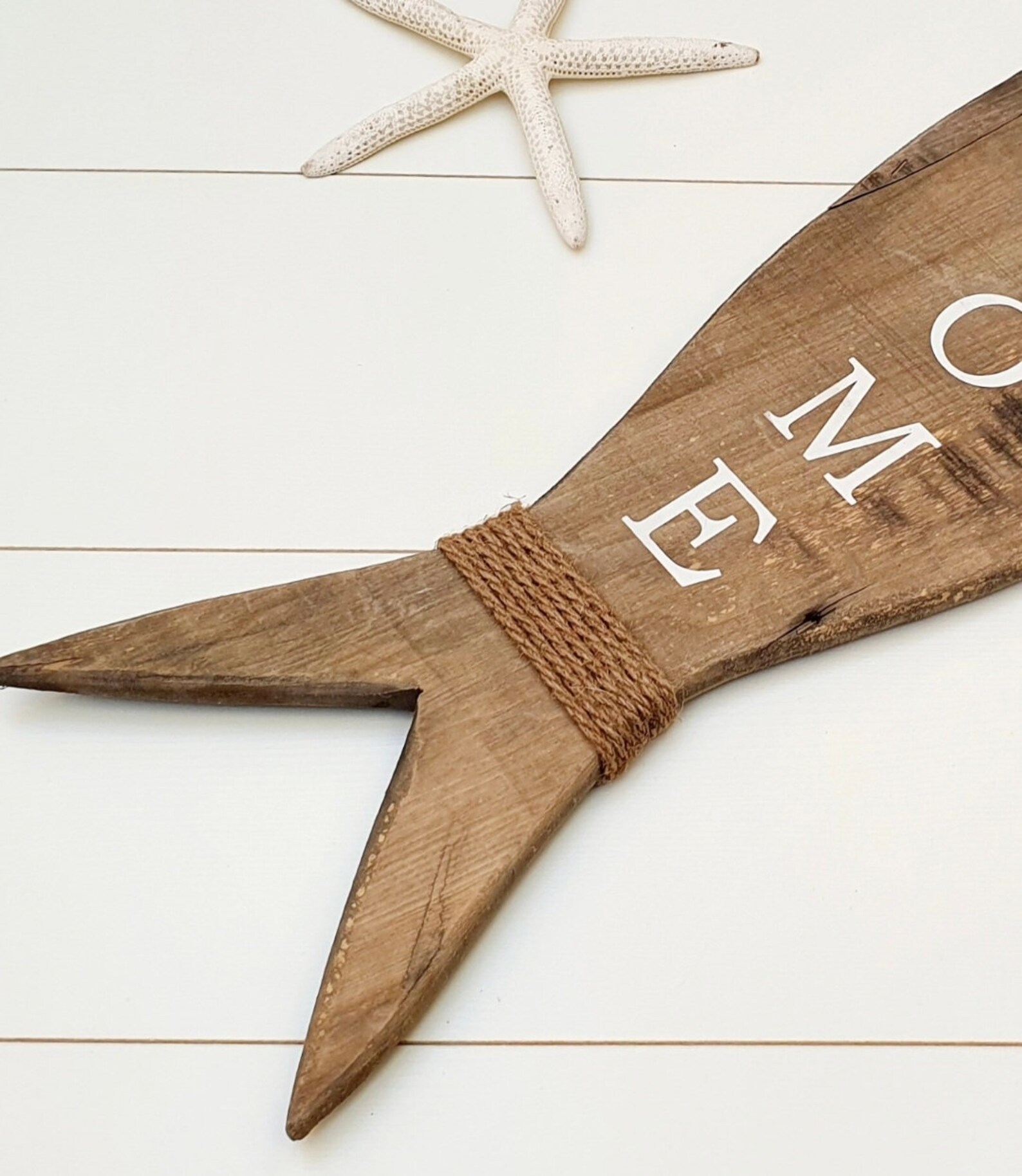 Large Wooden Fish 'Welcome' Sign Coastal Wall Decor | Etsy