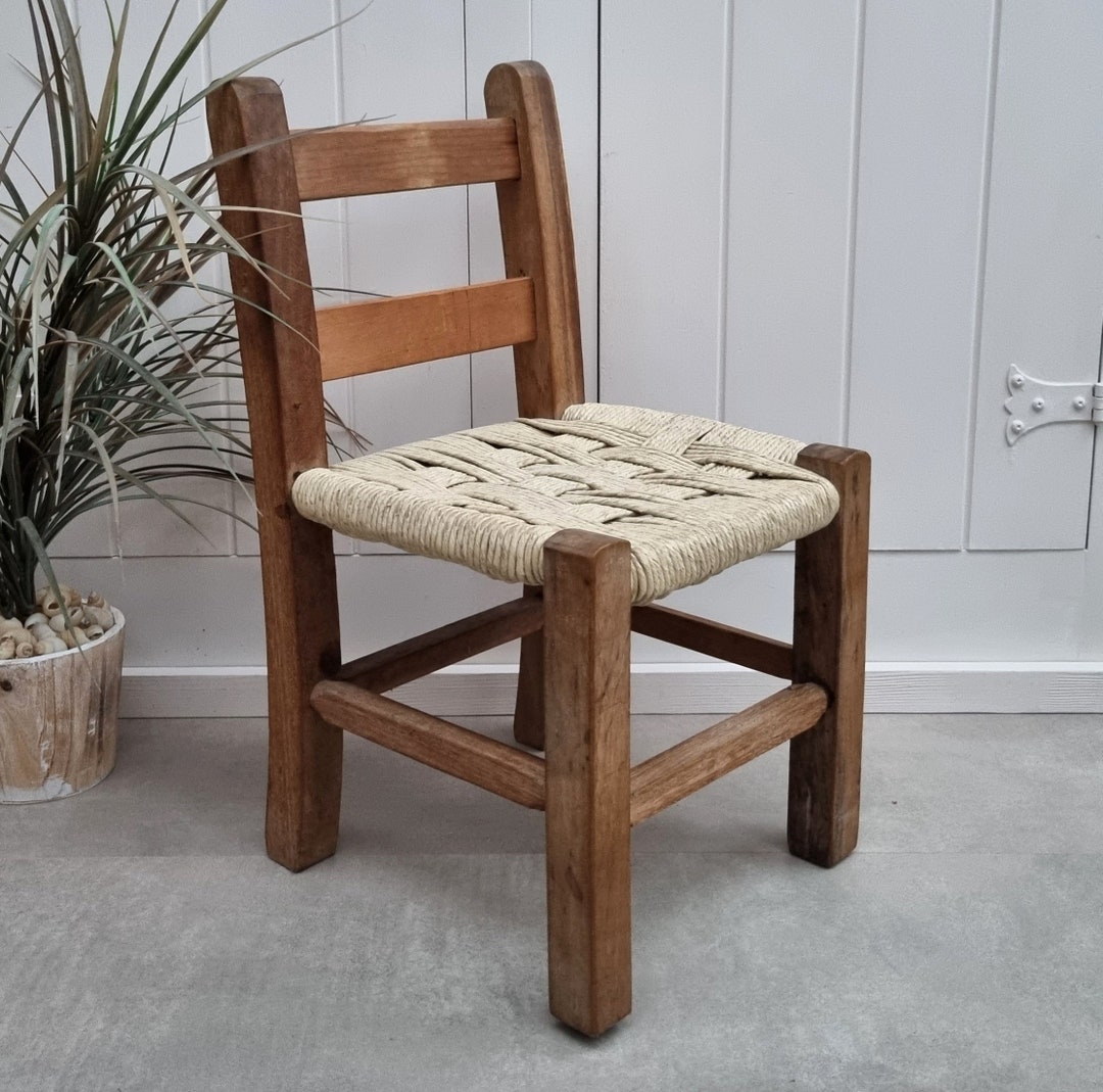 Wooden Toddler Chair, Childs Chair With Woven Wicker Seat, Child's Seat ...
