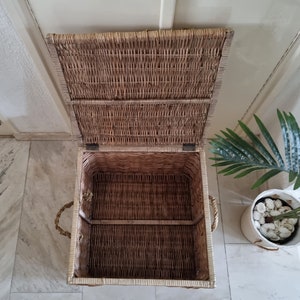 Large Square Wicker Basket, Lidded Wicker Basket, Wicker Trunk, Wicker ...